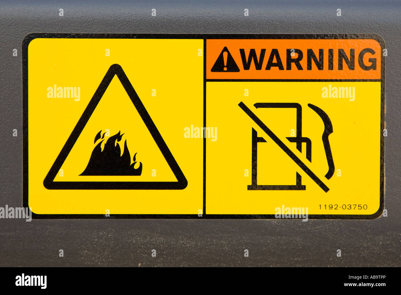 Warning Sign on Crawler Excavators Stock Photo - Alamy