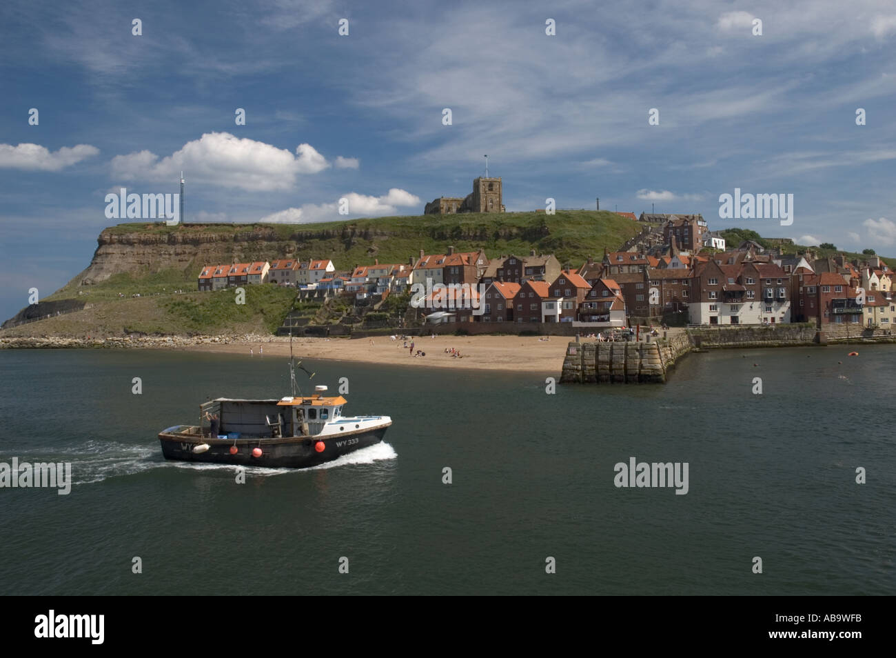 The East Cliff of Whitby North Yorkshire England with Saint Margarets ...