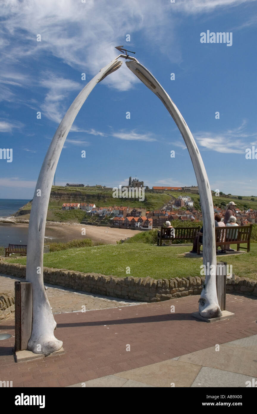 The whalebone jaws on the West Cliff Whitby North Yorkshire England ...