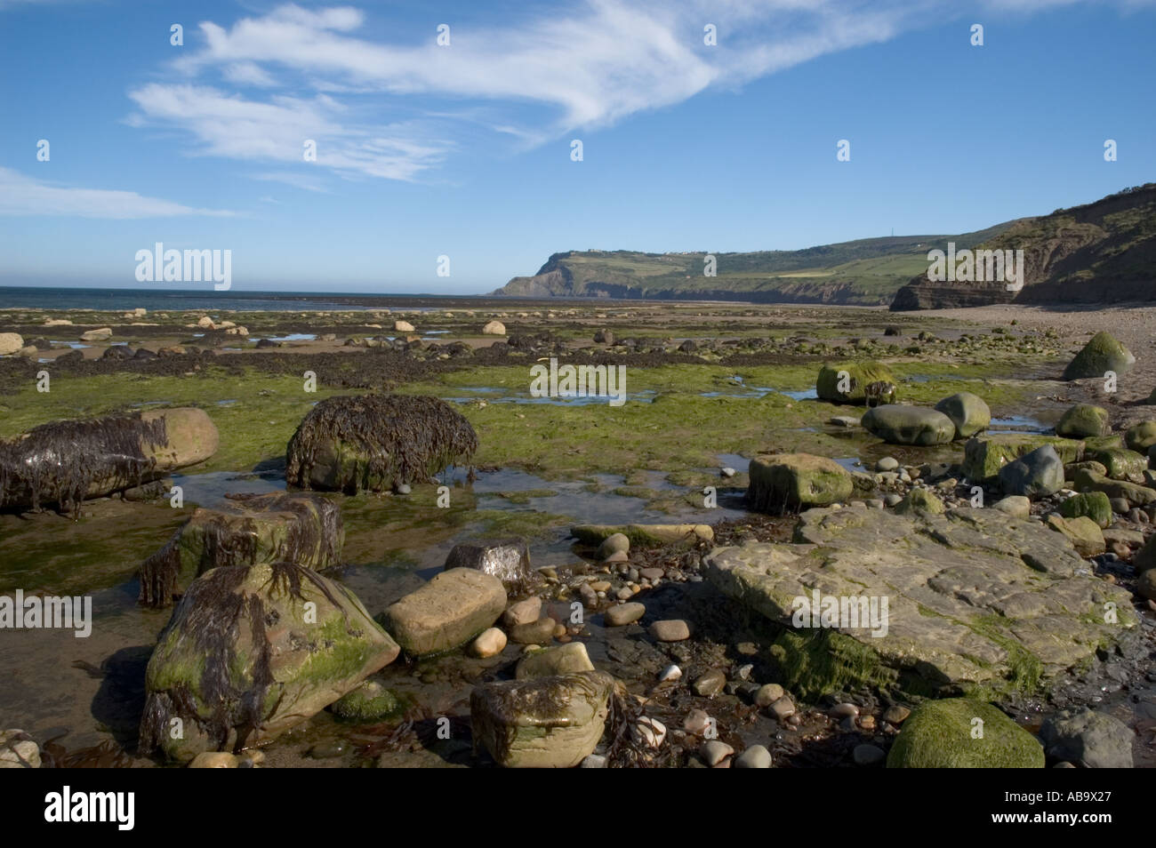 The beach at Boggle Hole North Yorkshire England looking towards ...