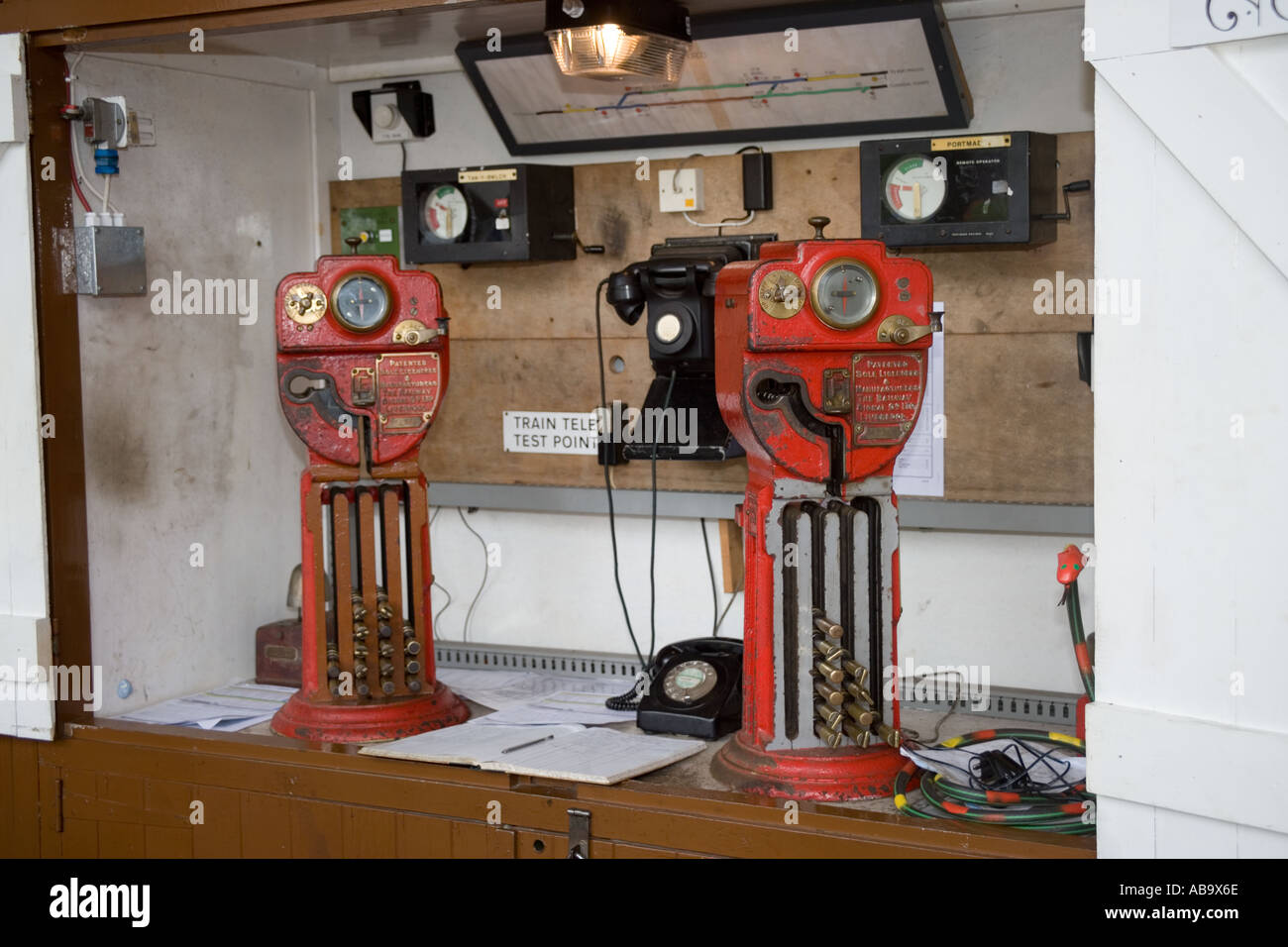 Token machine on the Ffestiniog steam narrow gauge railway, North Wales ...