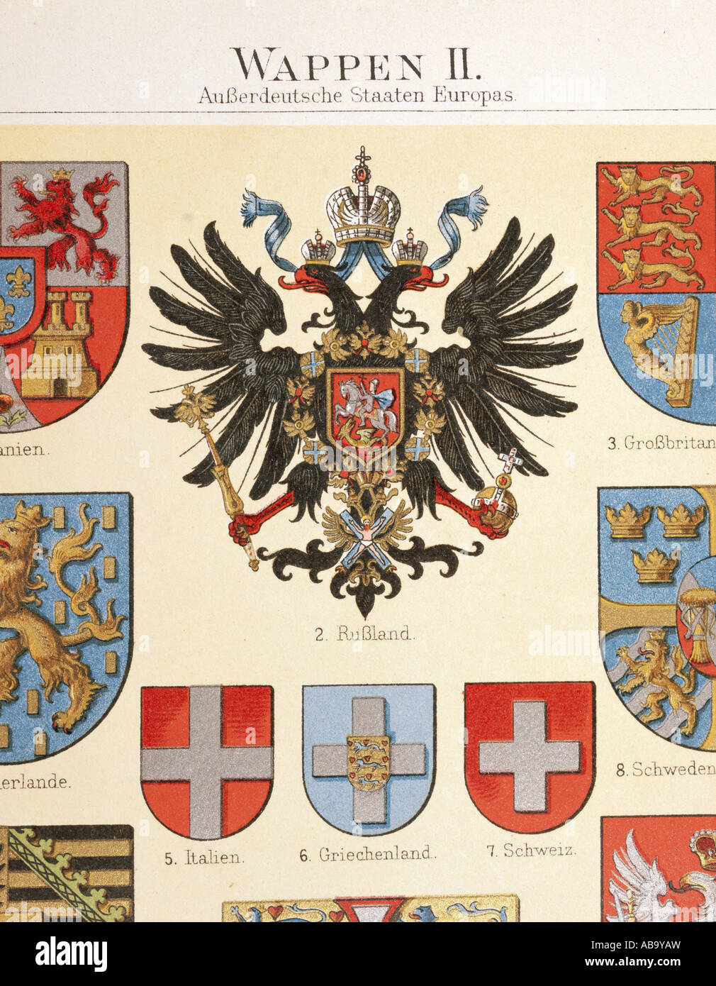 heraldry, coat of arms, Europe, tablet, detail, Meyers Encyclopedia ...