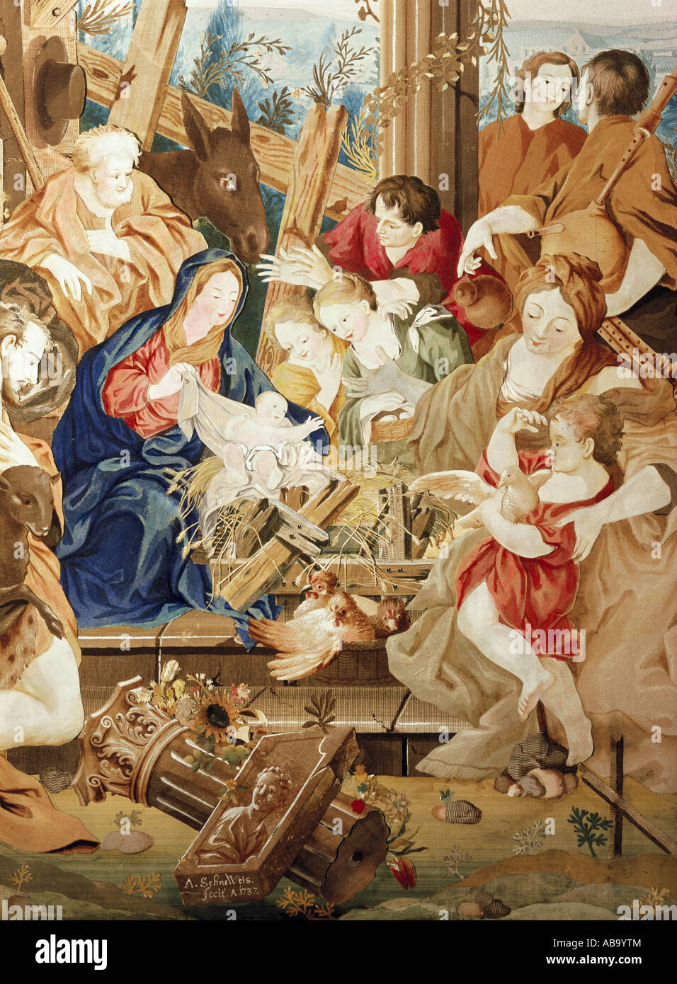 fine arts, religious art, Jesus Christ, naivity scene, painting by A ...