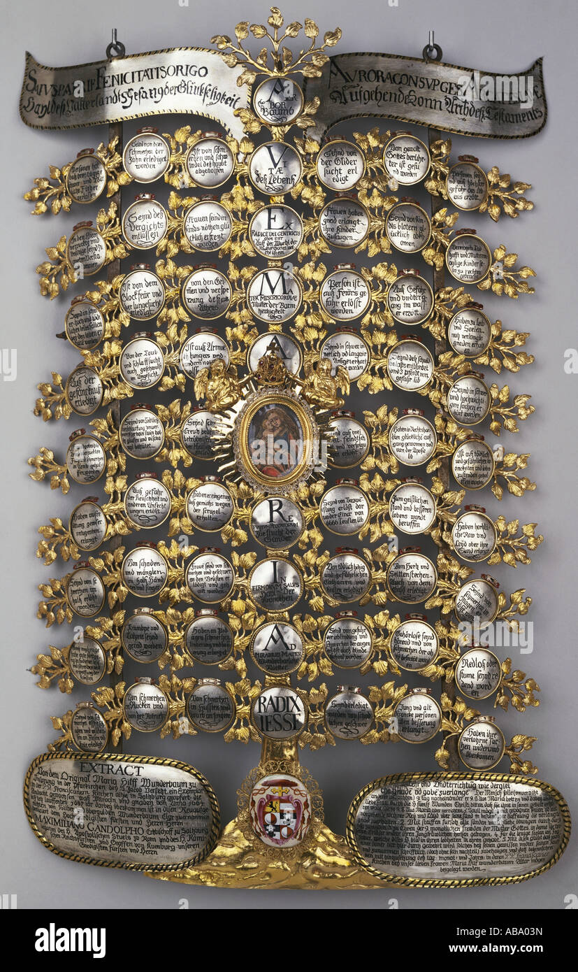 fine arts, religious art, Maria Miracle Tree, wroughtiron, enamel and ...