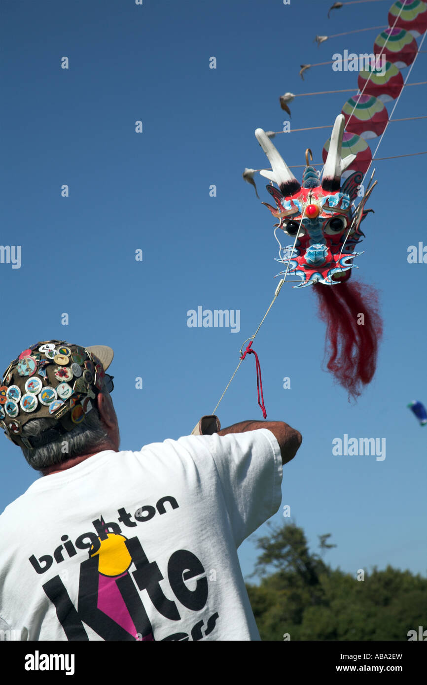 Man flying an oriental kite at Kite festival Stock Photo - Alamy