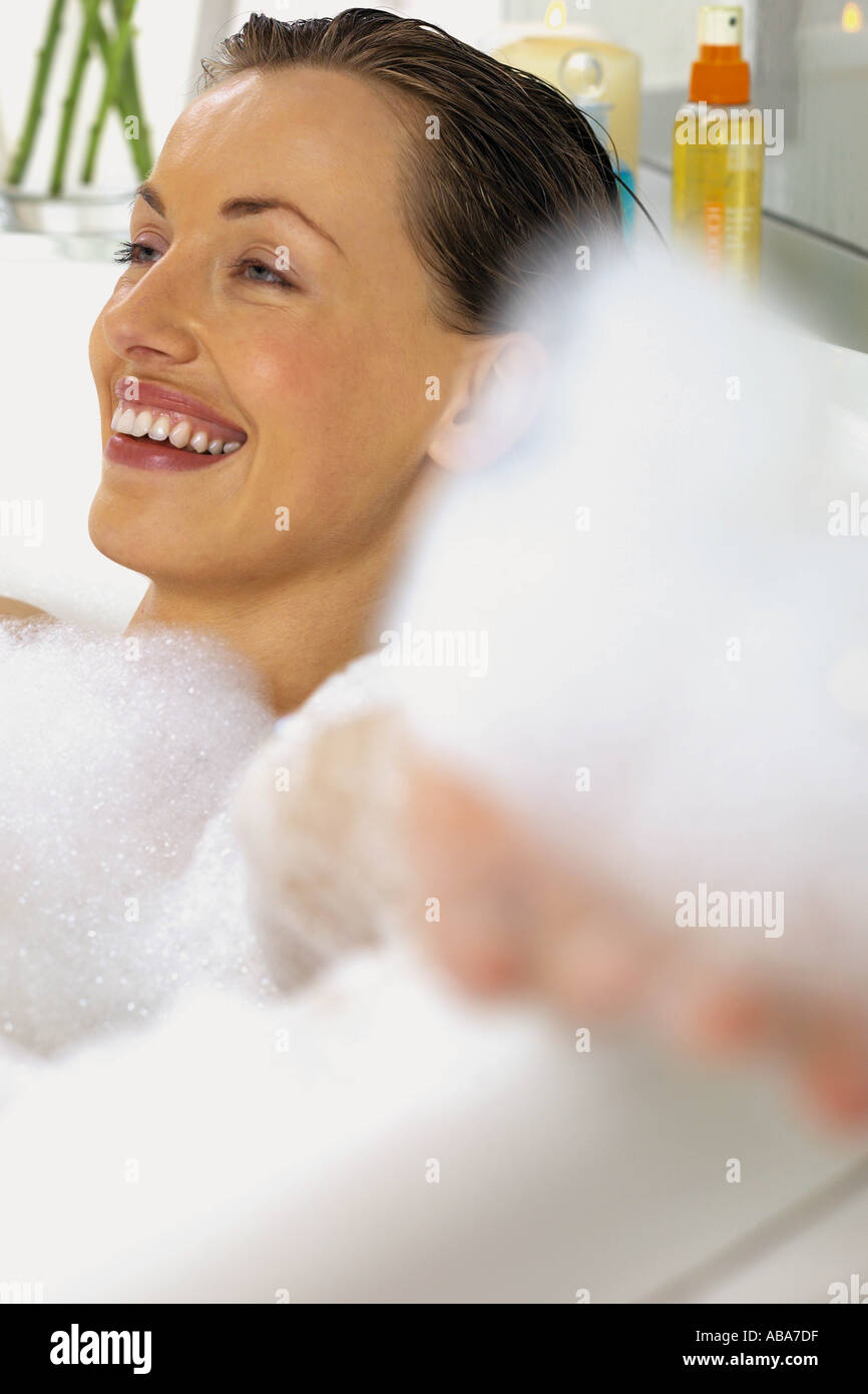 Woman in bath Stock Photo - Alamy