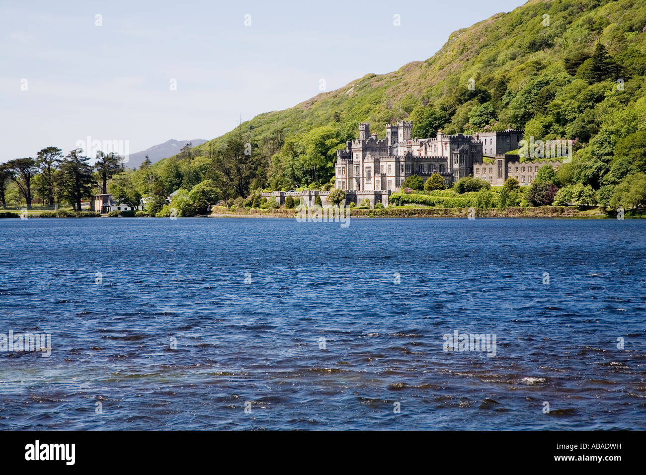 Kylemore Abbey looking across Kylemore lough Conanara County Galway ...
