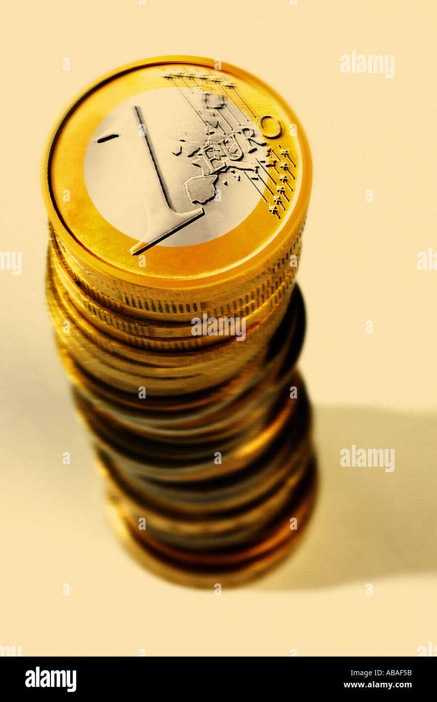 Stack euro coins one hi-res stock photography and images - Alamy