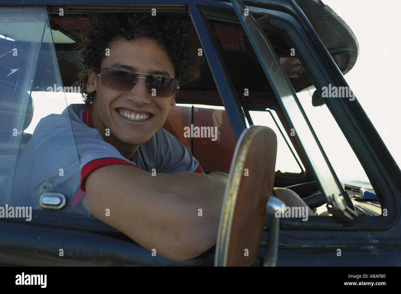 Man in car Stock Photo - Alamy