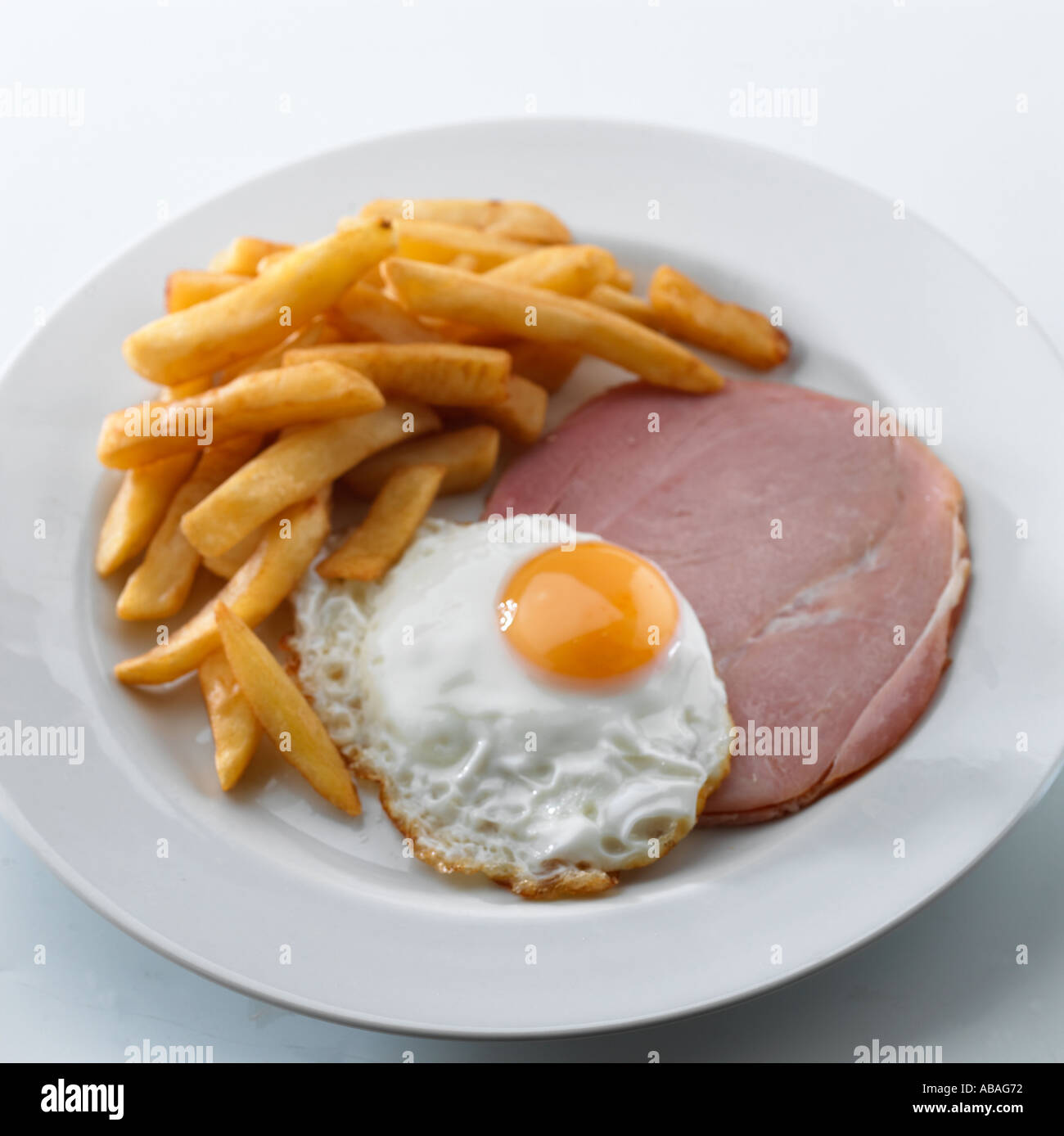 Ham fried egg and chips Keywords breakfast single plate portion Stock ...