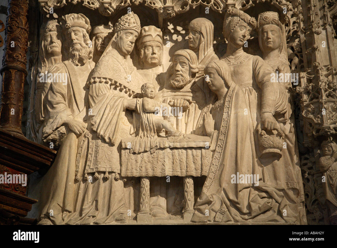 Spain Castilla Leon Burgos Cathedral interior nativity scene statue ...