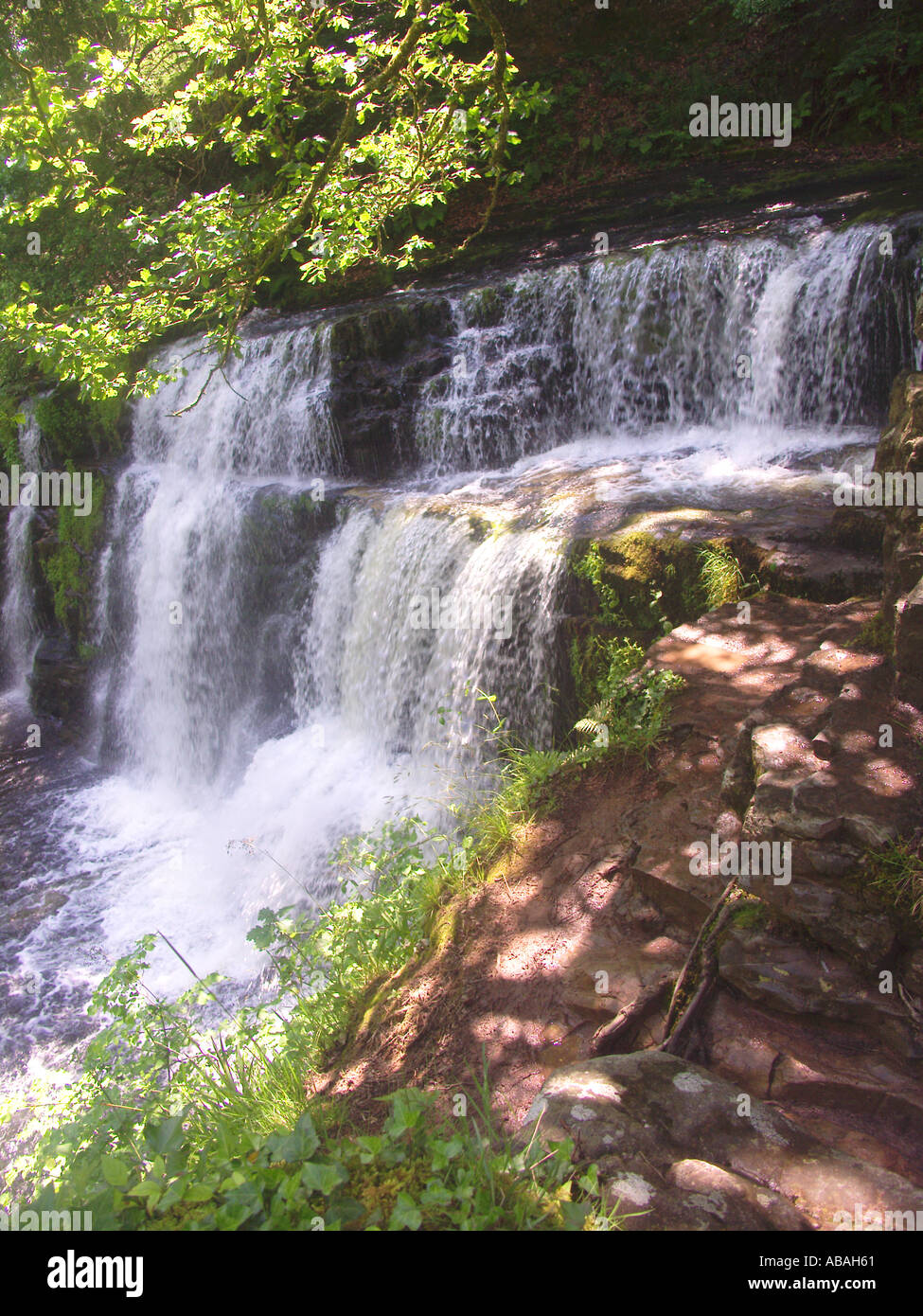 Waterfalls of Ystradfellte River Mellte Brecon Beacons Wales Stock ...