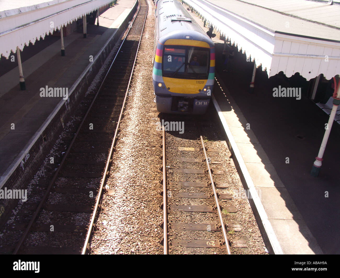 One train at Woodbridge station Suffolk England Stock Photo - Alamy