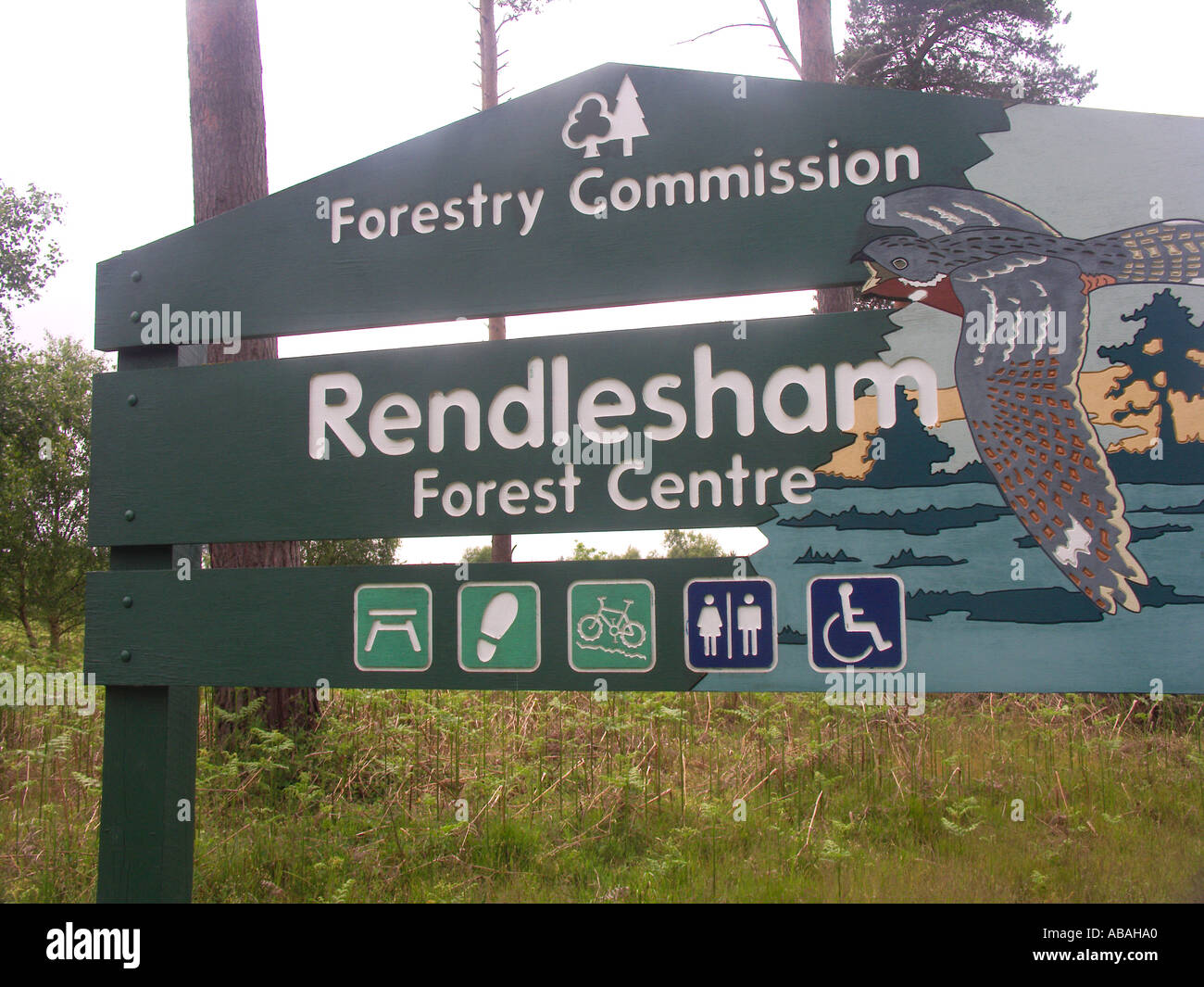 Sign for Rendlesham forest centre Suffolk England Stock Photo - Alamy