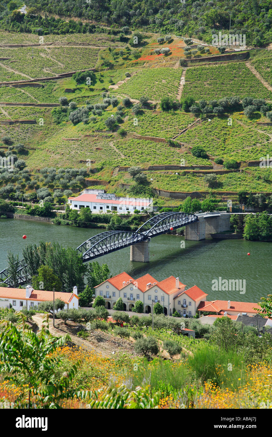 Portugal Douro Douro river at Pinhao wineyards bridge Stock Photo - Alamy