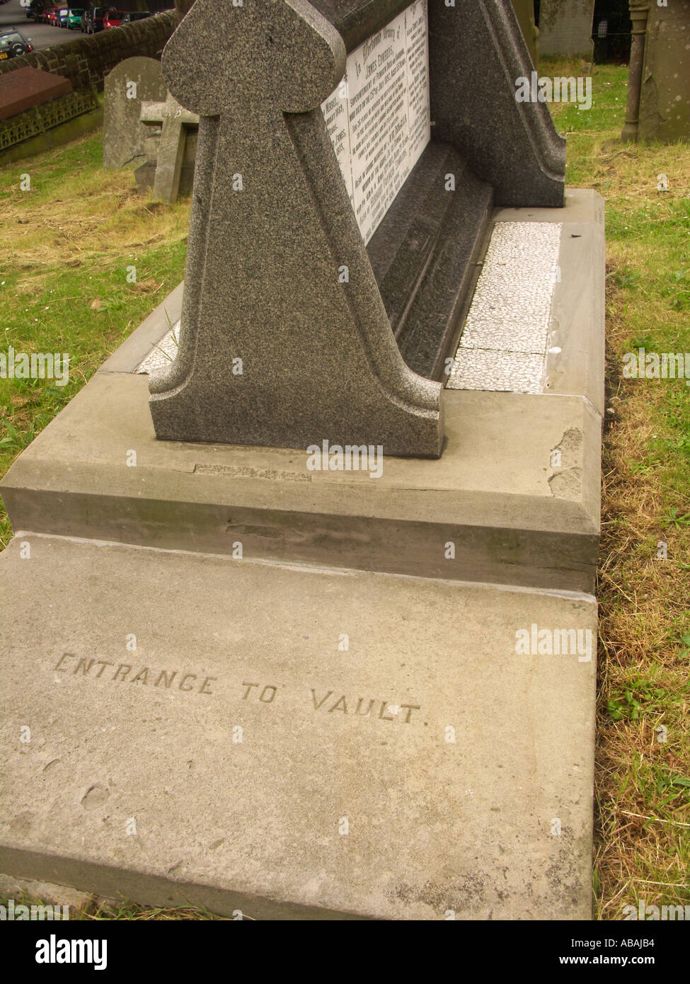 Gravestone entrance into vault sign Stock Photo - Alamy