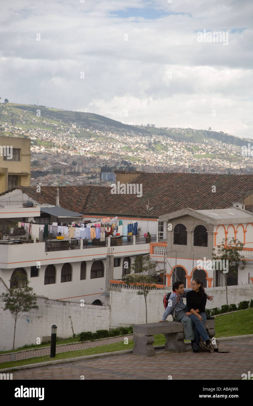 Young couple on seat in Quito Ecuador South America Stock Photo - Alamy