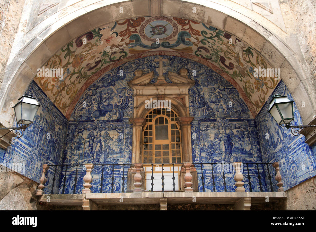 Portugal Estremadura Obidos typical architecture detail azulejos ...