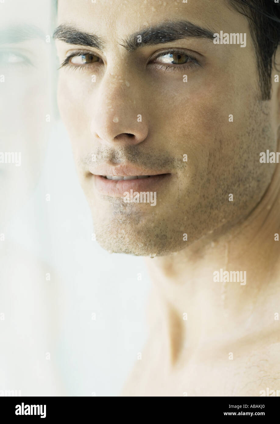 Man with wet face Stock Photo - Alamy