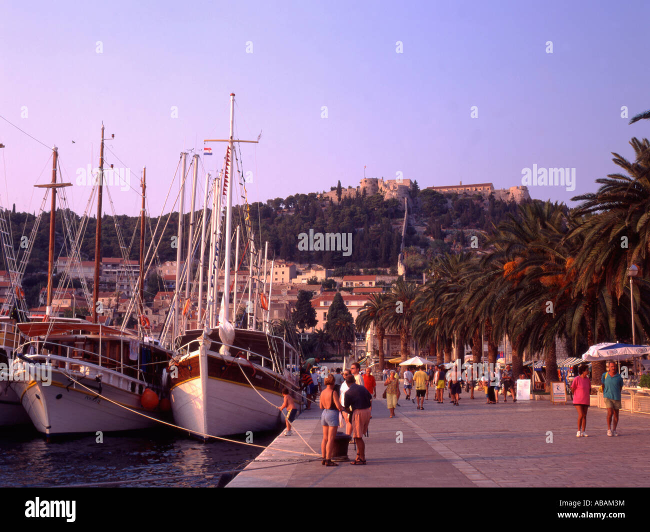 Croatia Hvar harbor seaside promenade Stock Photo - Alamy
