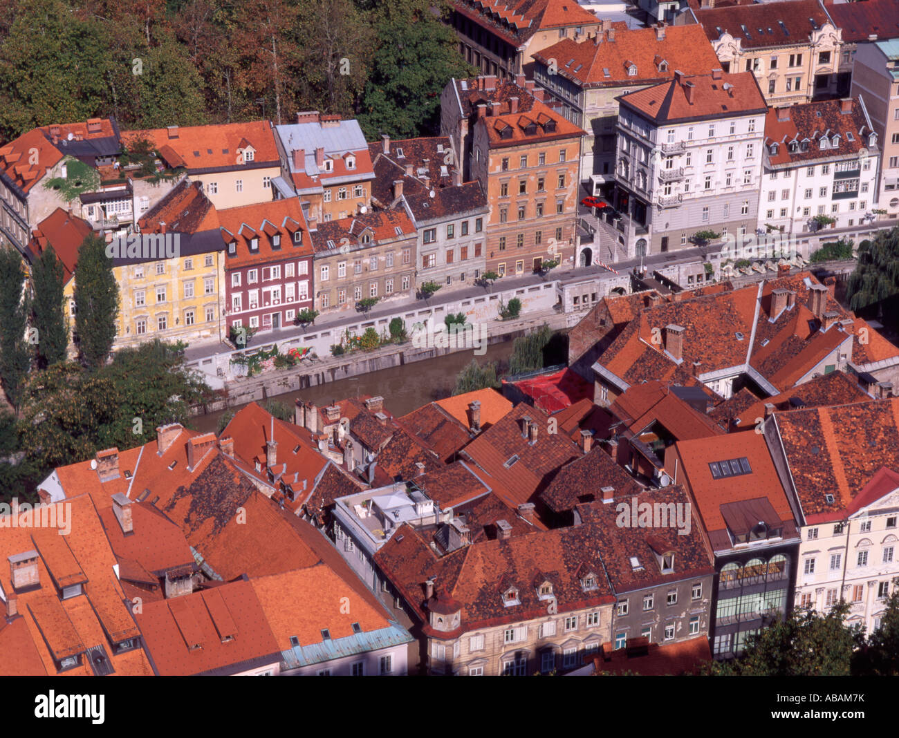 Slovenia Ljubljana general aerial panoramic view Stock Photo - Alamy