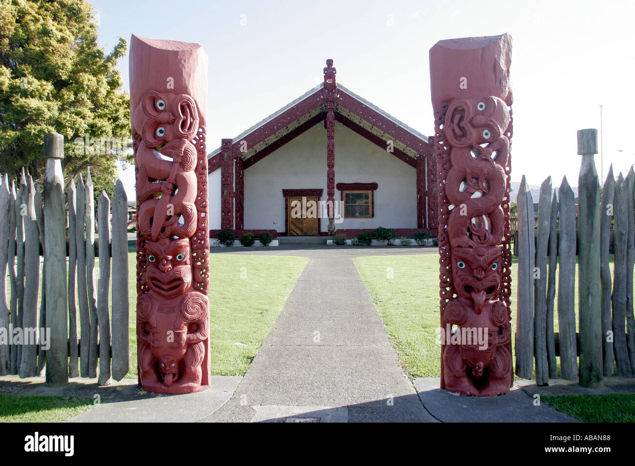 Waihetu marae meeting house at Lower Hutt near Wellington New Zealand ...