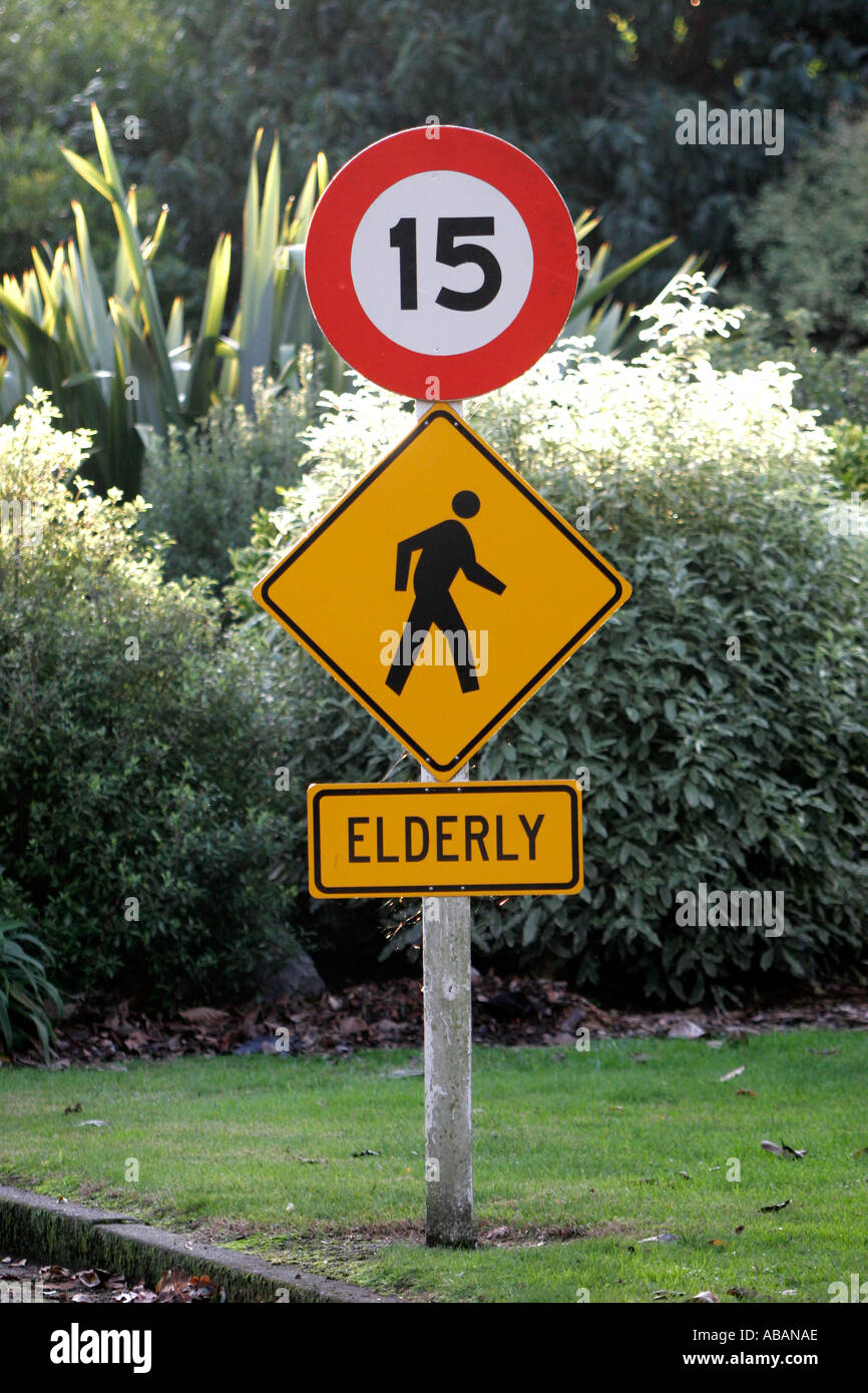 Sign warning of elderly at old home Stock Photo - Alamy