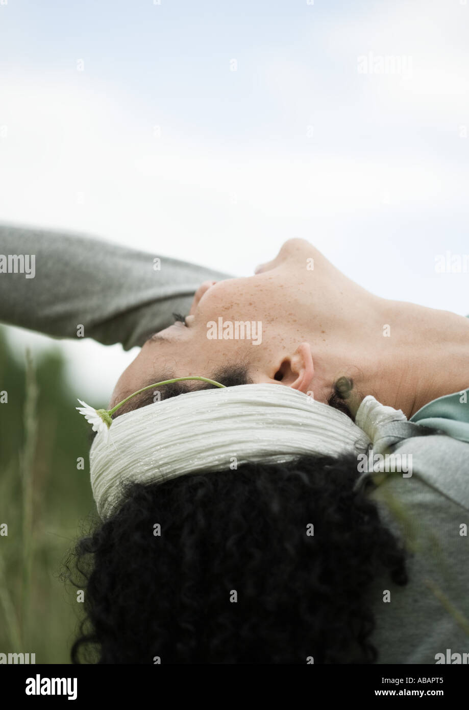 Curly black woman relaxes hi-res stock photography and images - Alamy