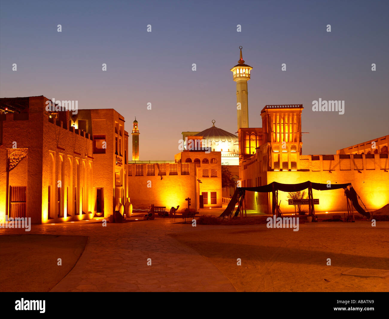 Dubai, The Bastakia at Night Stock Photo - Alamy