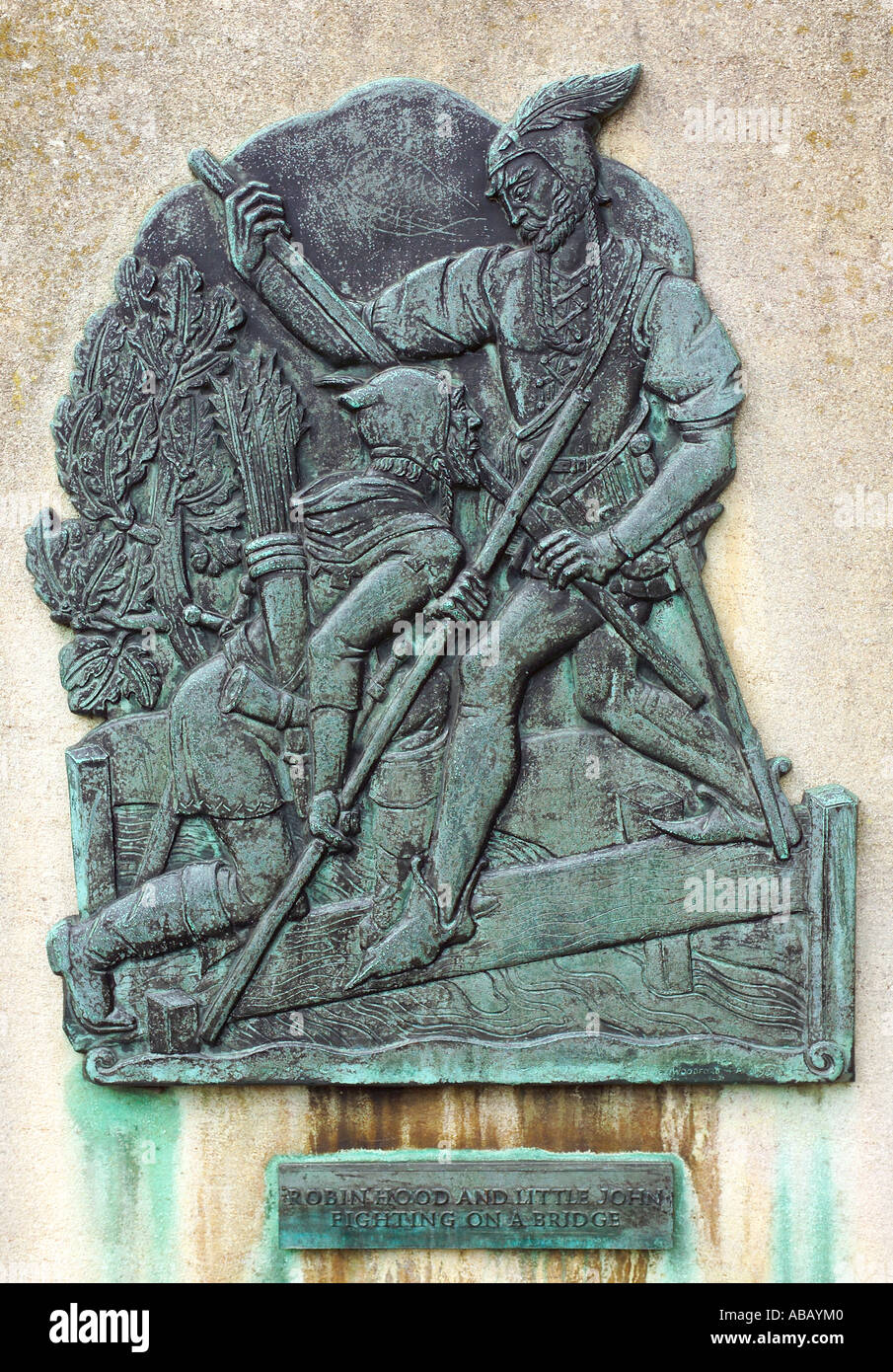 'Robin Hood & Little John Fighting' Stock Photo - Alamy