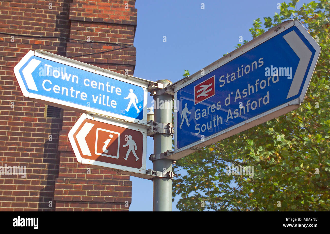 Kent, Ashford, Signpost Stock Photo - Alamy