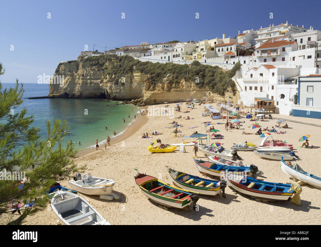 Praia Do Carvoeiro Village and Beach Stock Photo - Alamy