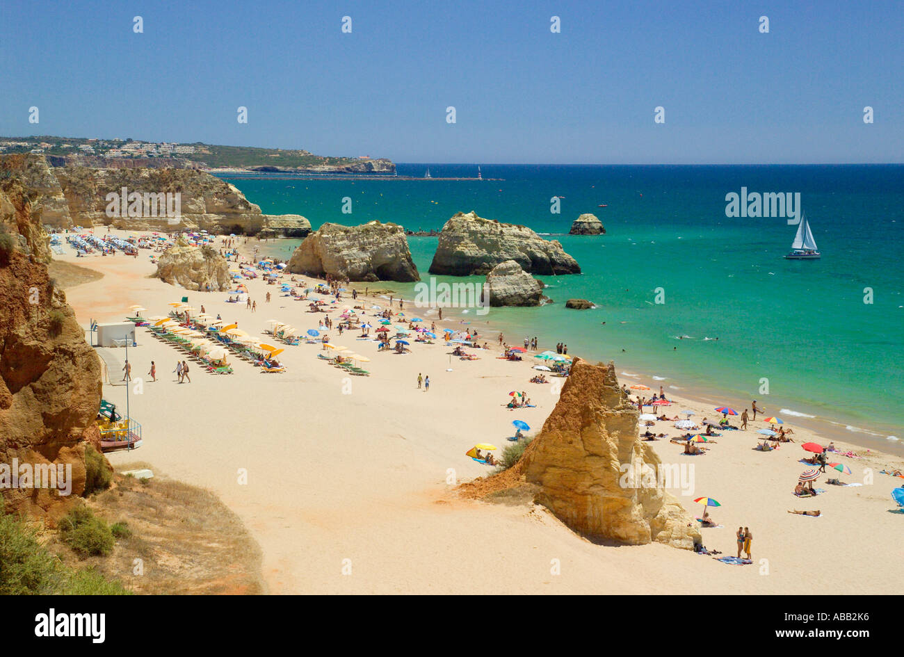 Praia Da Rocha beach and rock formations, the Algarve, Portugal Stock ...