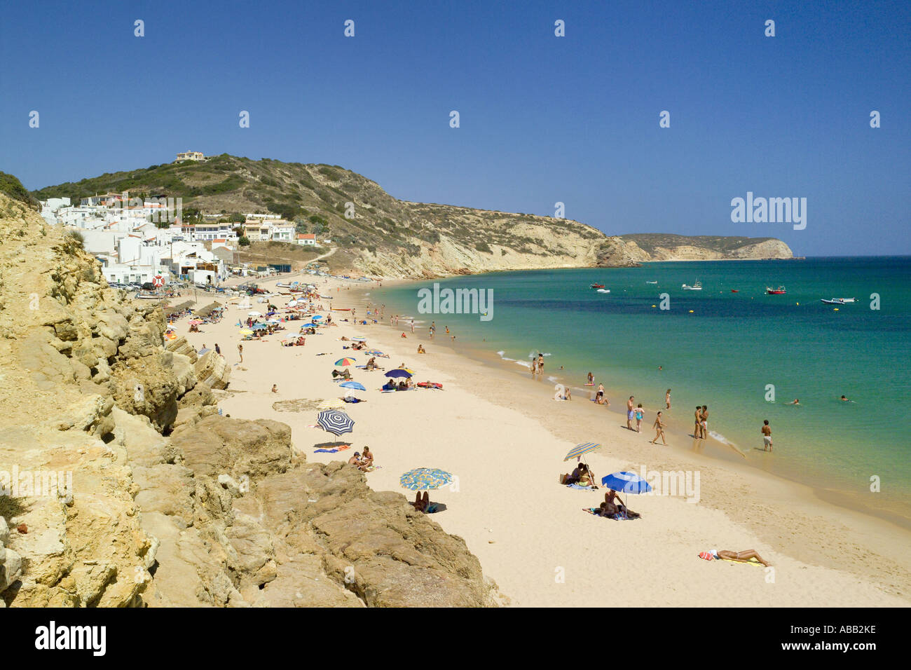 Western Algarve, Praia De Salema and Village Stock Photo - Alamy