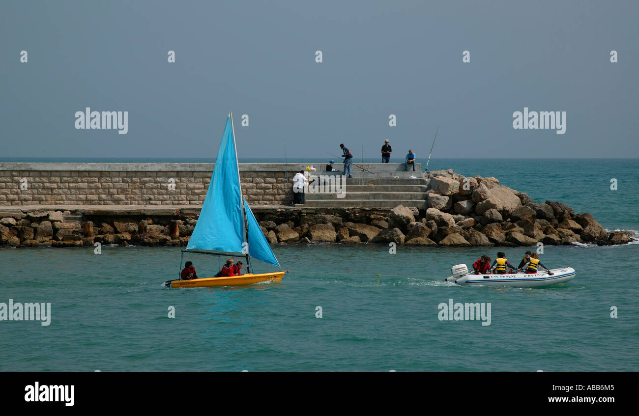 Sailing lessons, Platja de la Fragata, Sitges Costa Dorada Catalunya ...