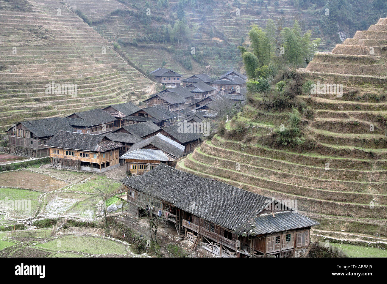 Longsheng, Chinese Terraced Rice Paddies and Traditional Houses of ...