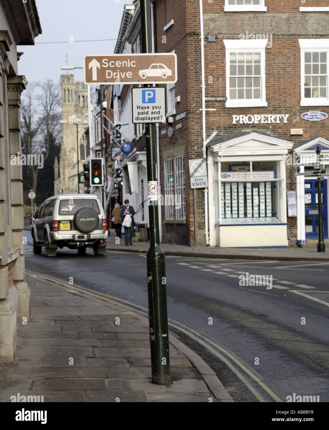 Road through the centre of Beverley historic town Yorkshire with a ...