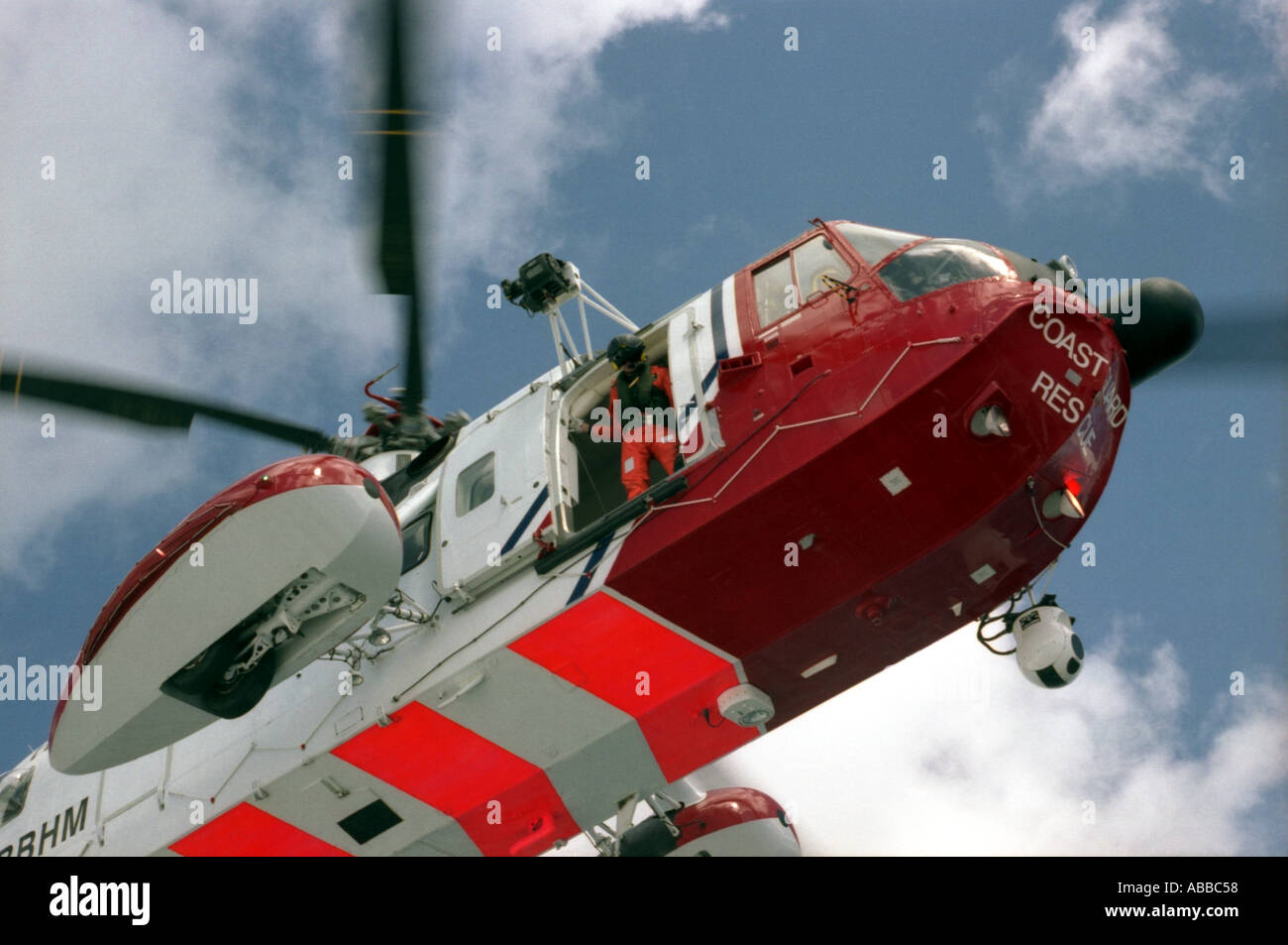Coastguard Rescue Helicopter seen from below Stock Photo - Alamy
