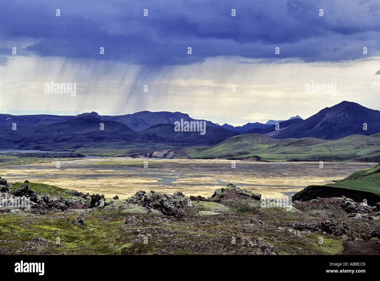 Summer shower Landmannalaugar Stock Photo - Alamy