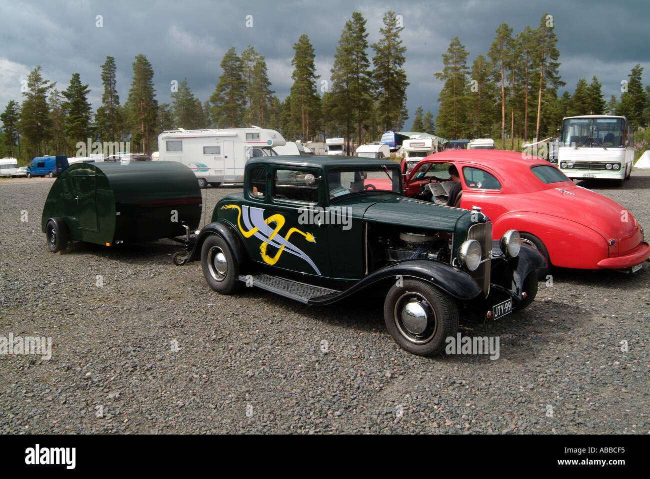 1932 ford hot rod with trailer Stock Photo - Alamy