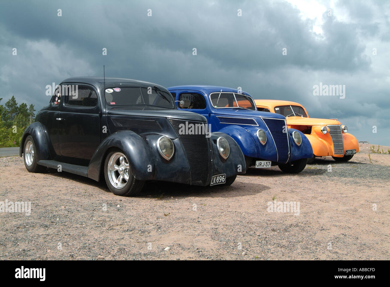 three hotrod in a line Stock Photo - Alamy