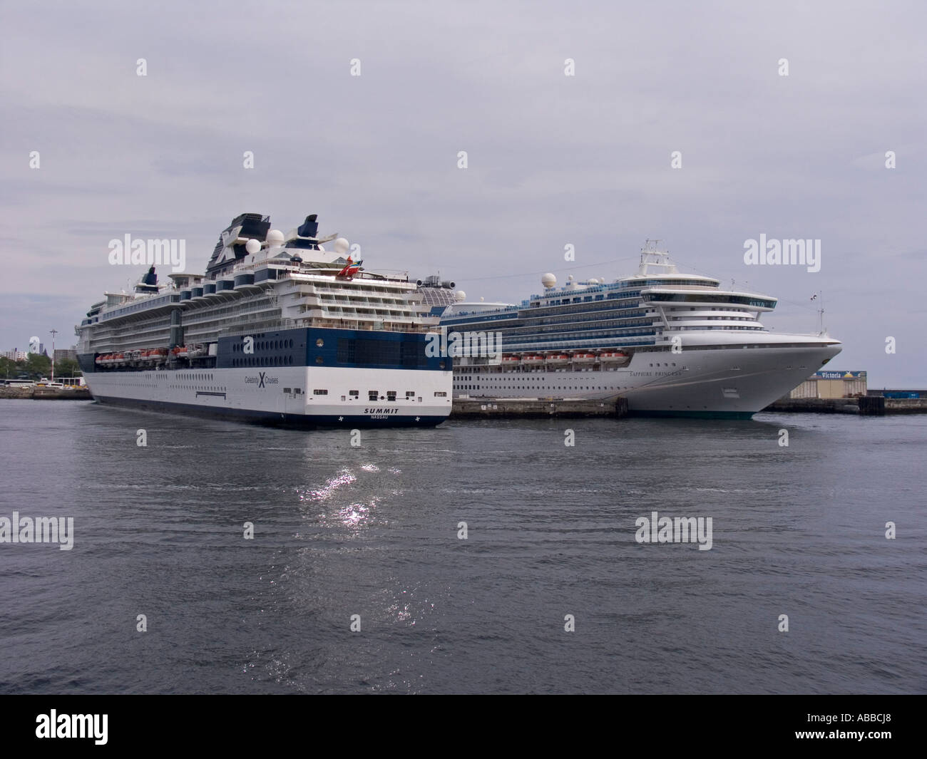 Luxury cruise liners docked at cruise ship terminal at the port of ...