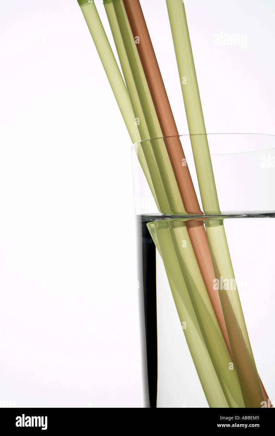 Leaning plastic straws in glass refraction hi-res stock photography and ...
