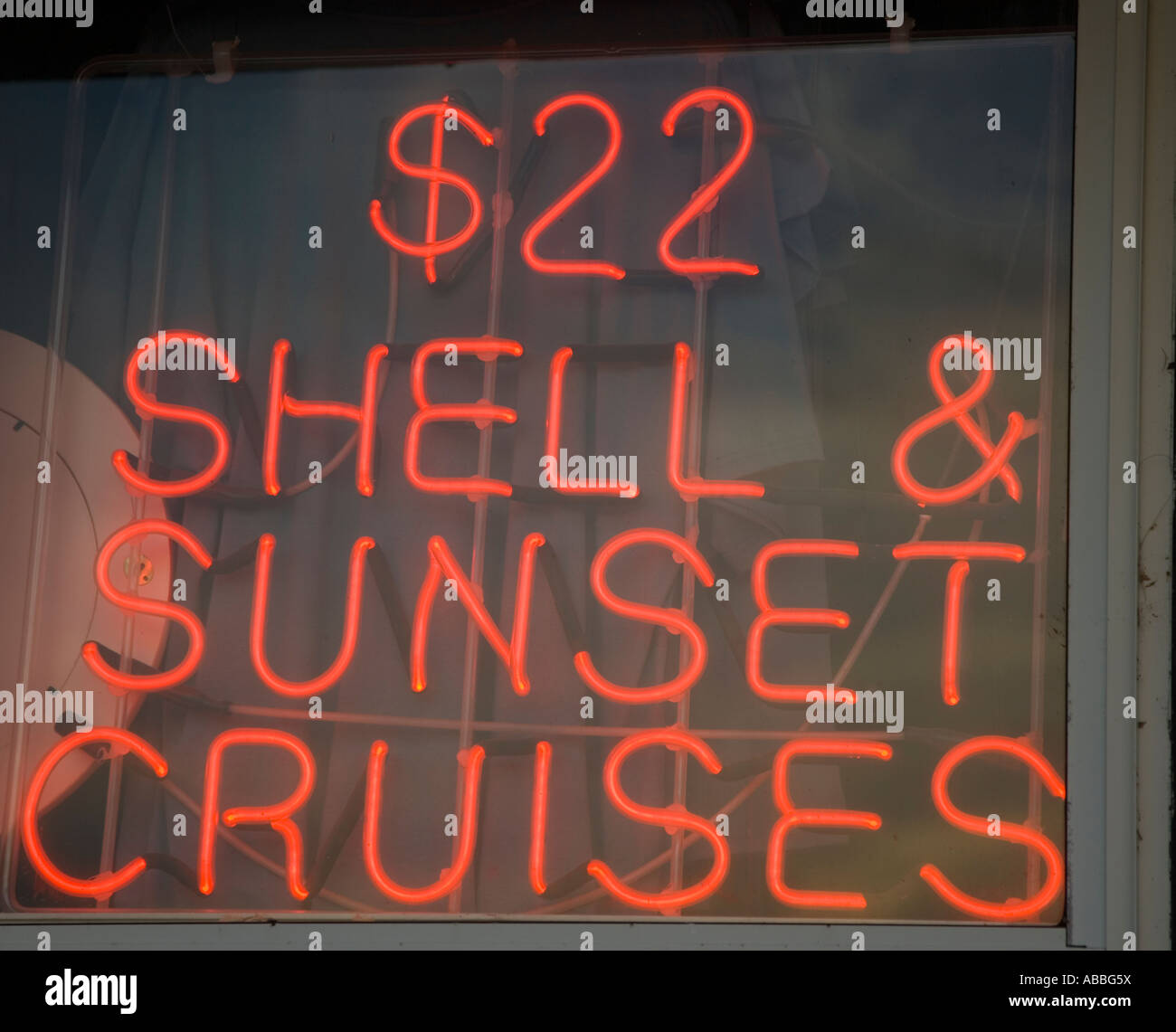 Neon sign at a seaside resort Stock Photo - Alamy