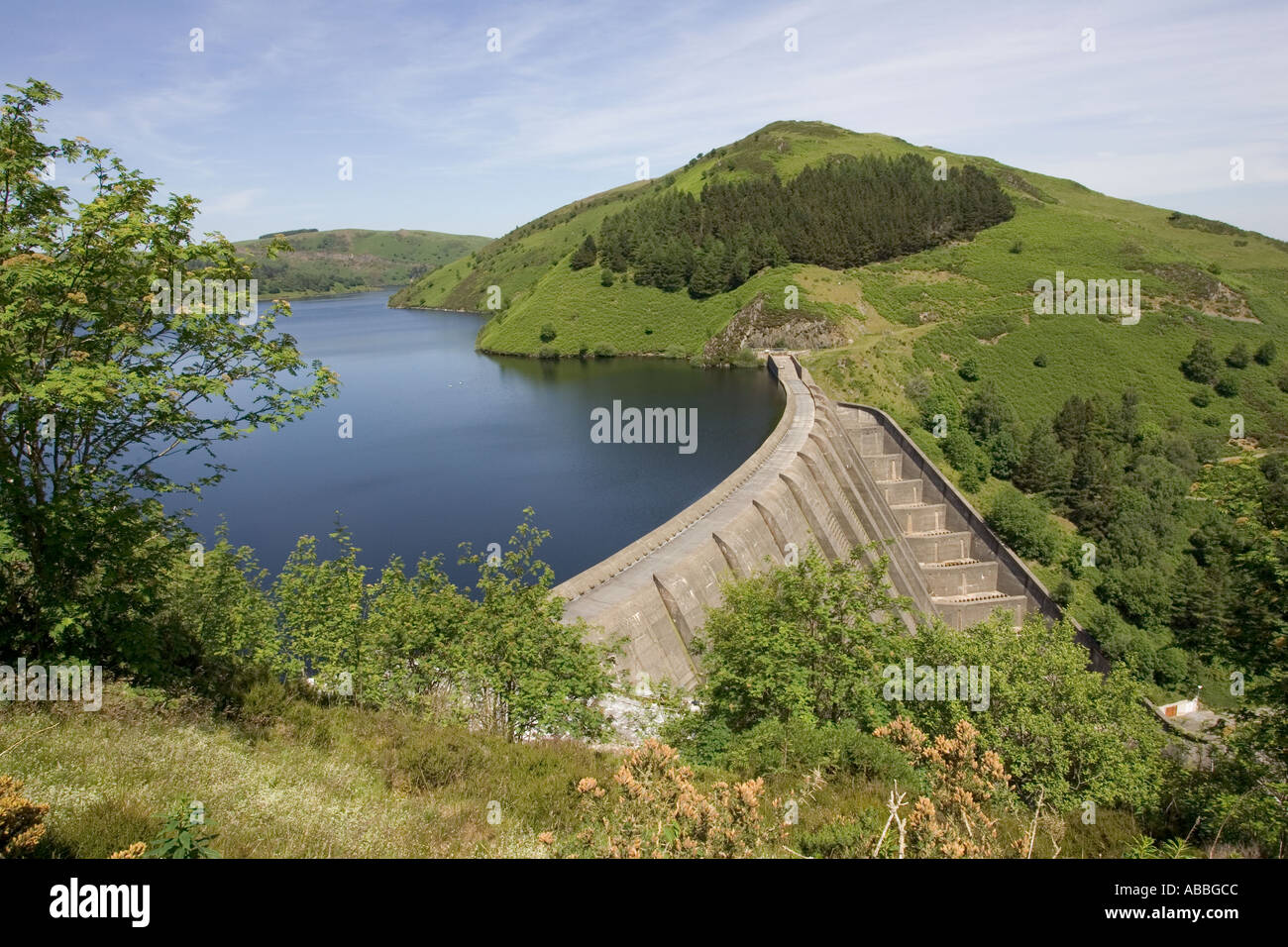 Clywedog reservoir and dam wall Powys Wales Stock Photo - Alamy