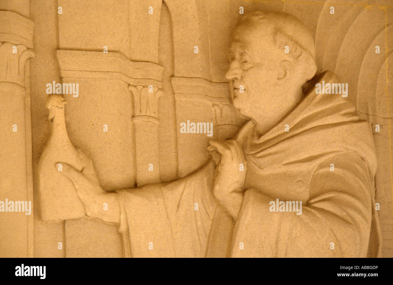 Bas relief of Champagne monk Dom Perignon Stock Photo - Alamy