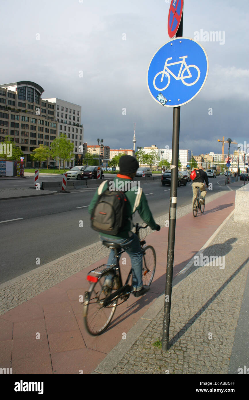 Cyclist on a bike lane Berlin Germany Stock Photo - Alamy
