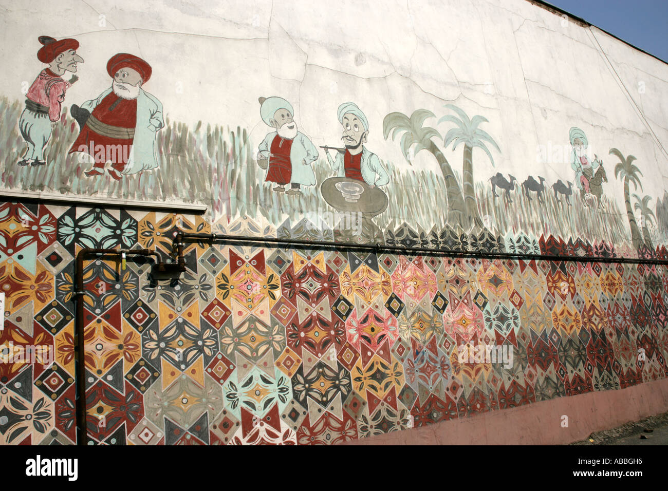 FOLKLORIC HERO NASRETTIN HOCA ON A WALL MURAL, ISTANBUL, TURKEY Stock ...