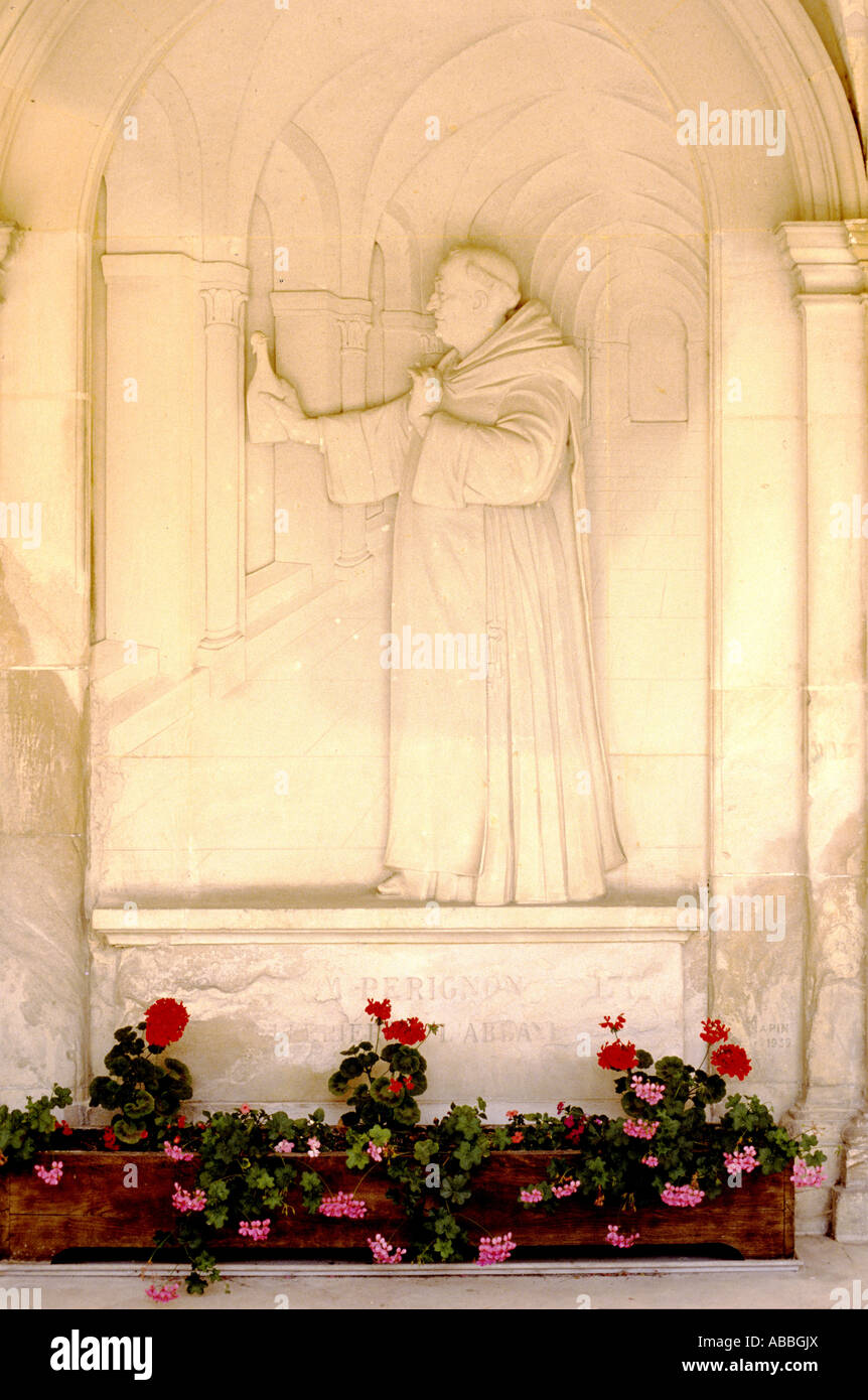 Bas relief of Champagne monk,Dom Perignon Stock Photo - Alamy