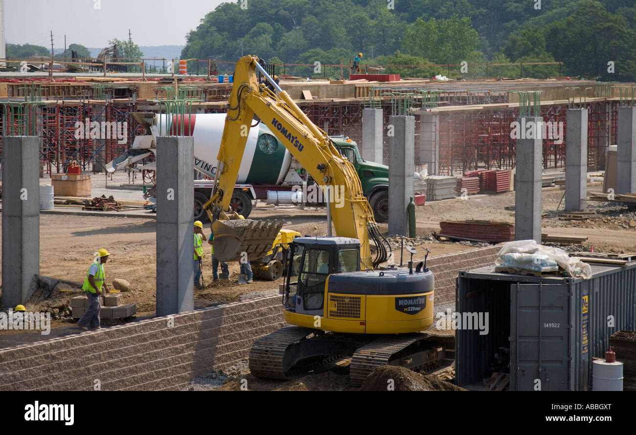 Backhoe at a construction site Stock Photo - Alamy